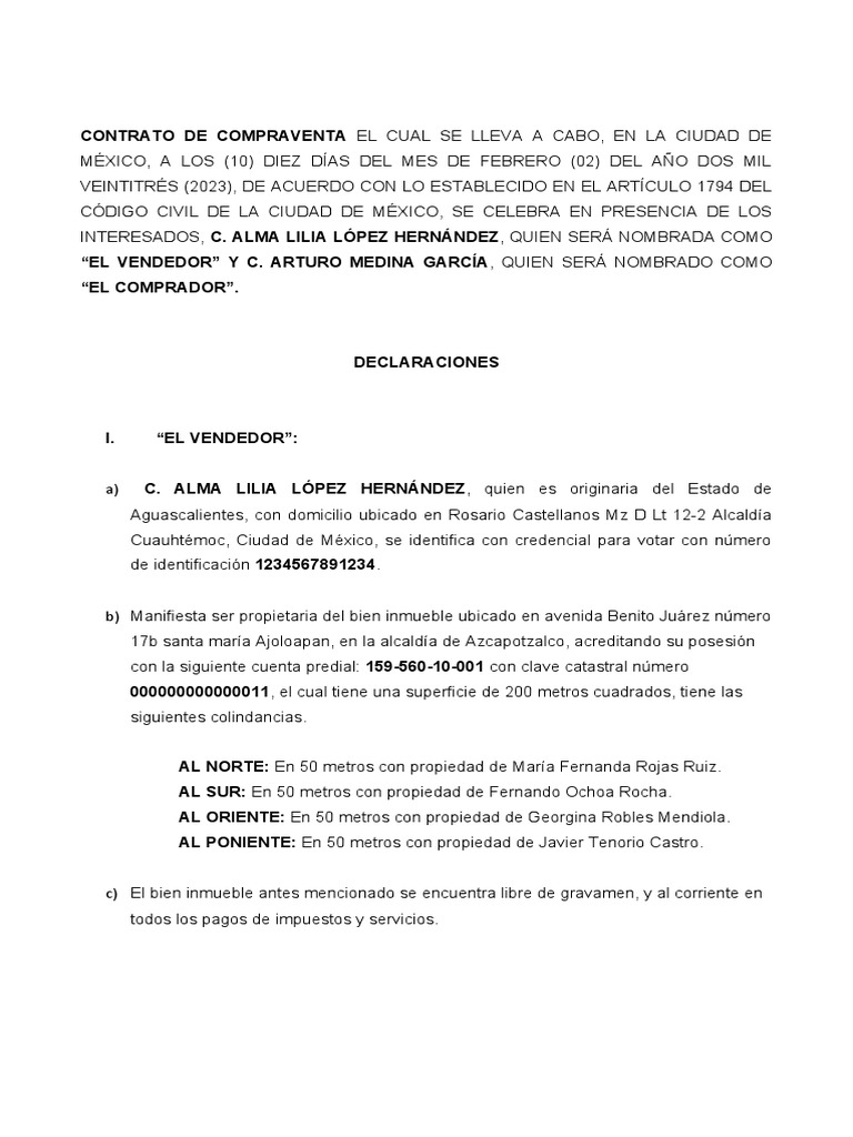 Contrato de Compraventa Completo | PDF | Derecho privado | Justicia