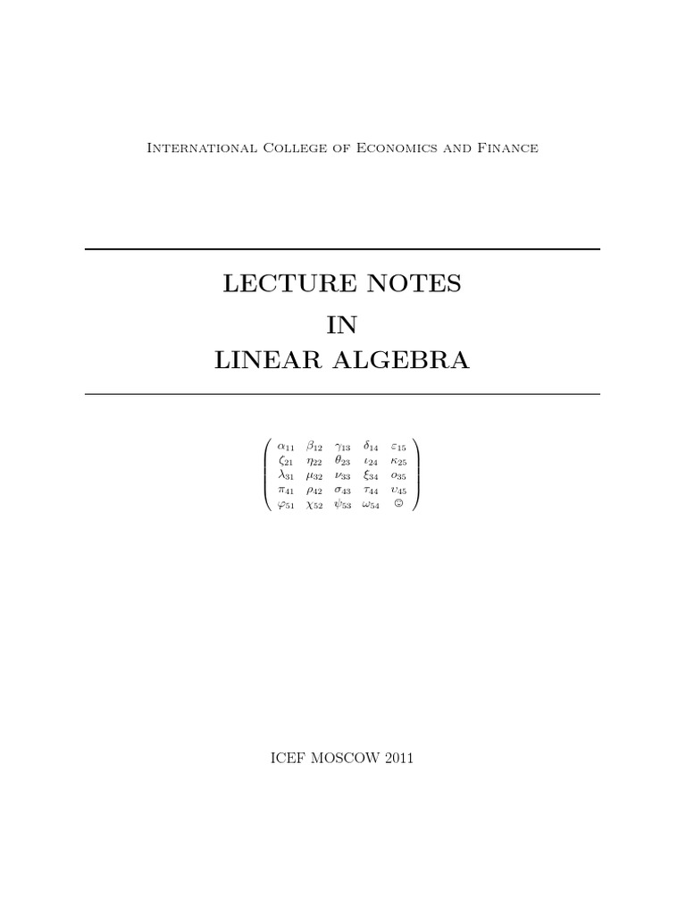 Lecture Notes in LInear Algebra - ICEF Moscow | PDF | Matrix ...
