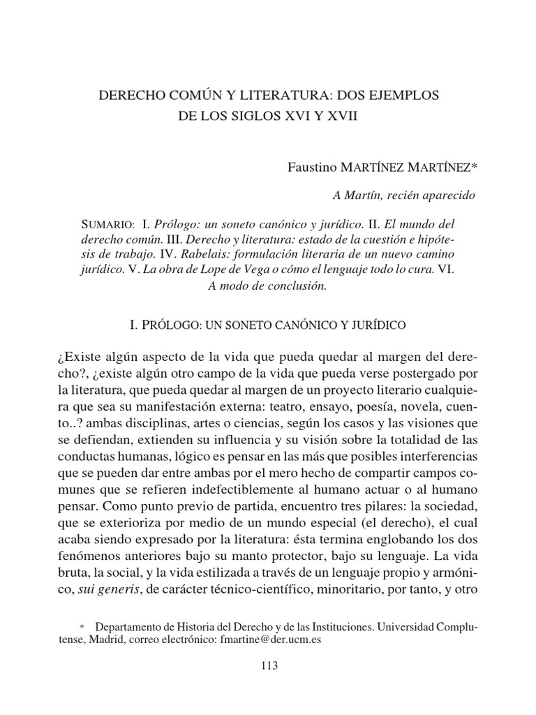 Fausto Martinez Derecho Comun y Literatura 3 | PDF | William ...