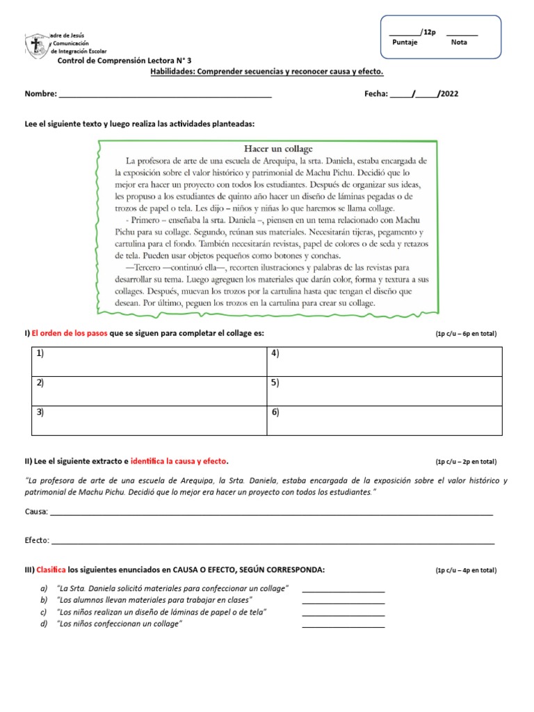 Comprender Secuencia y Reconocer Causa y Efecto | PDF