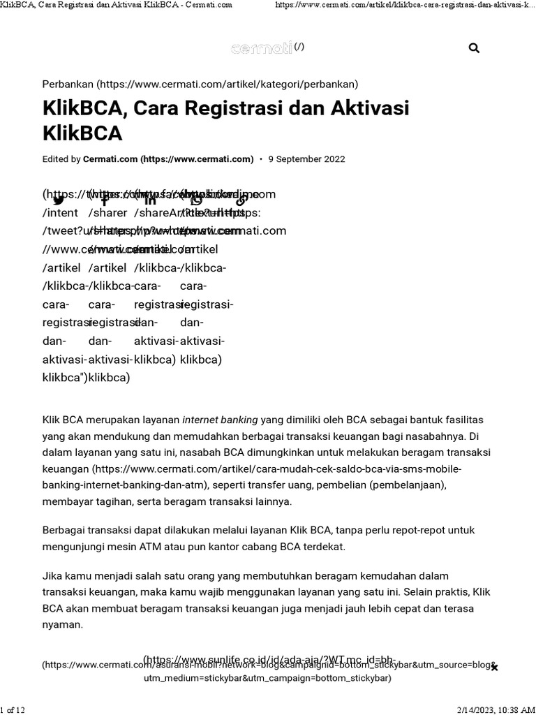 KlikBCA, Cara Registrasi Dan Aktivasi KlikBCA | PDF