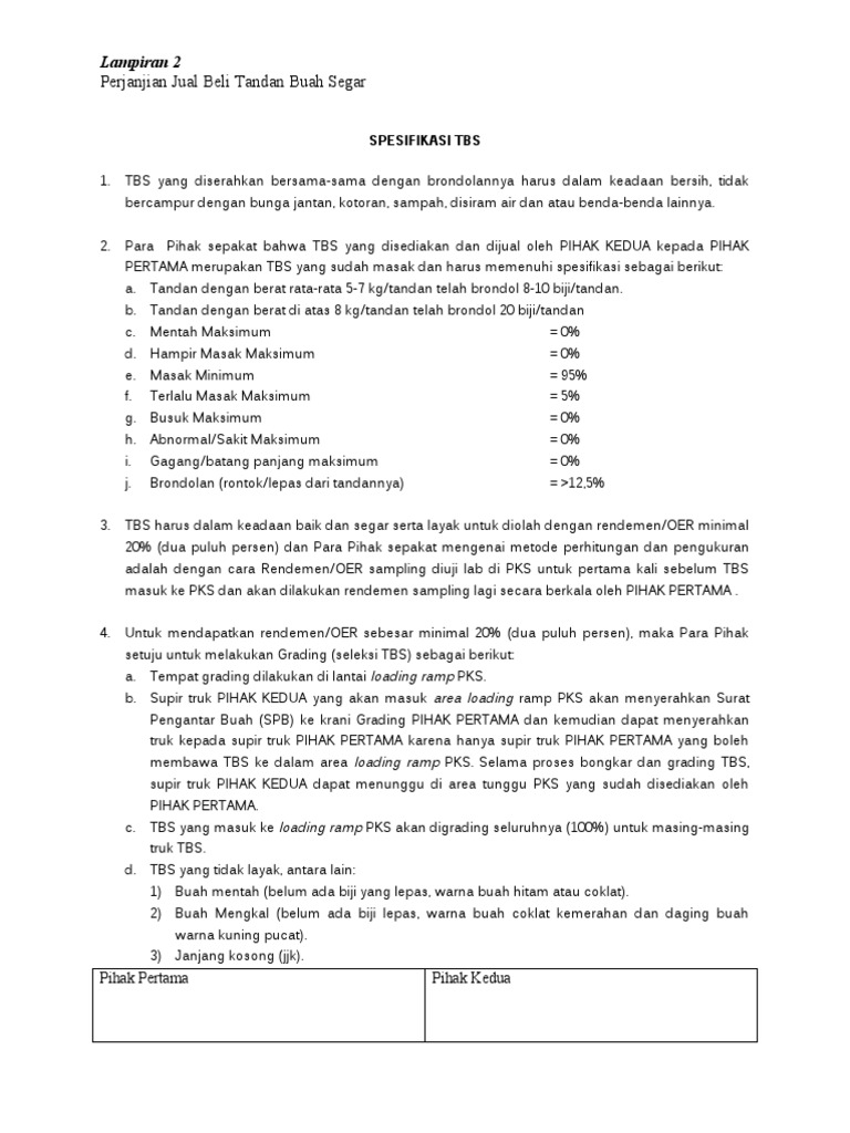 Lampiran 2 Spesifikasi Tbs | PDF