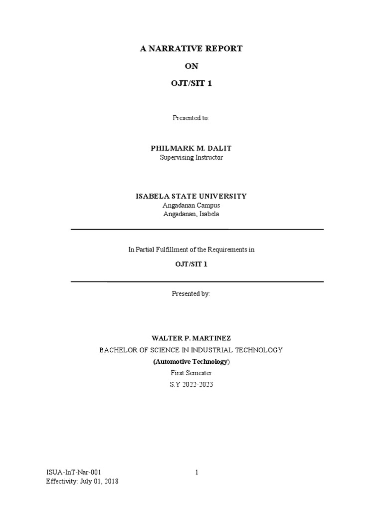 OJT Narrative Report: Automotive Training | PDF | Car | Brake