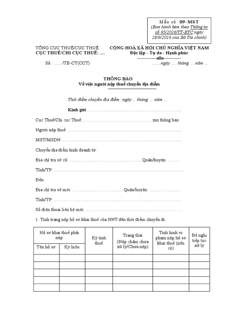 Mau 09MST Theo Thong Tu 105 | PDF