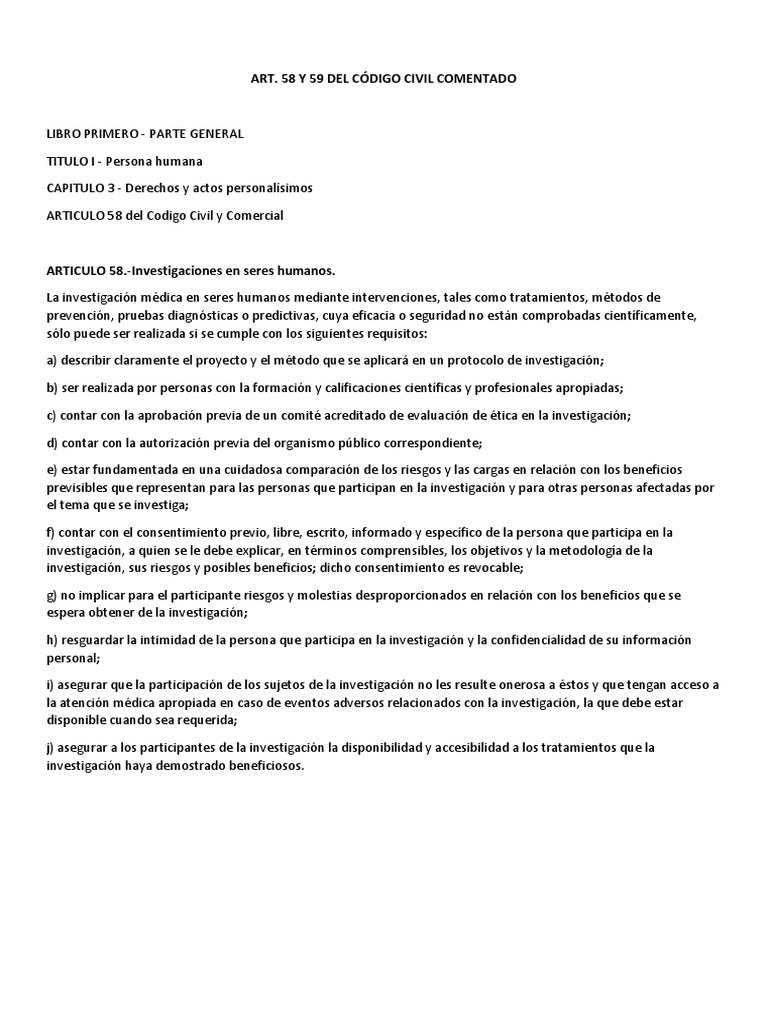 6 ARTICULO 58 y 59 Codigo Civil y Comercial | PDF | Consentimiento ...