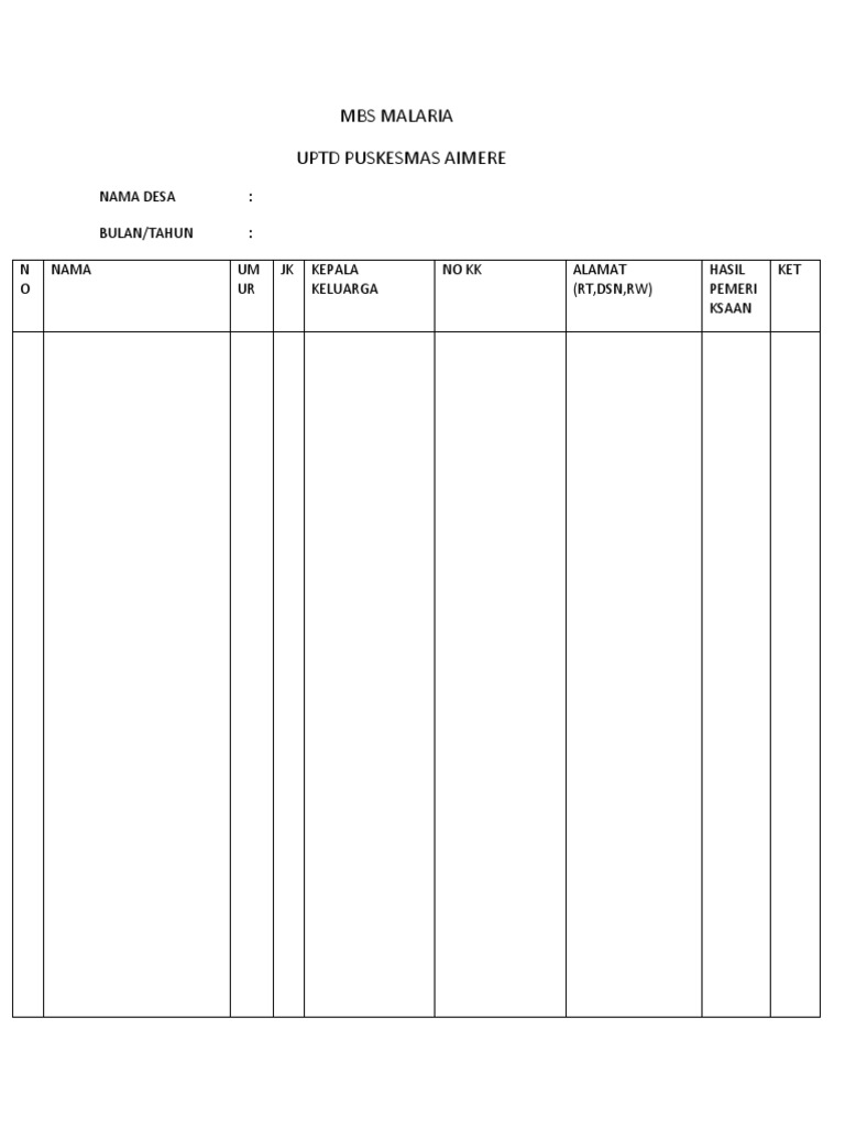 Format Mbs Malaria | PDF