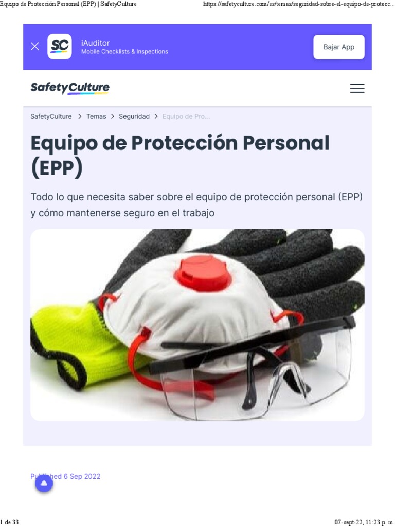 Equipo de Protección Personal (EPP) SafetyCulture | PDF | Seguridad y ...