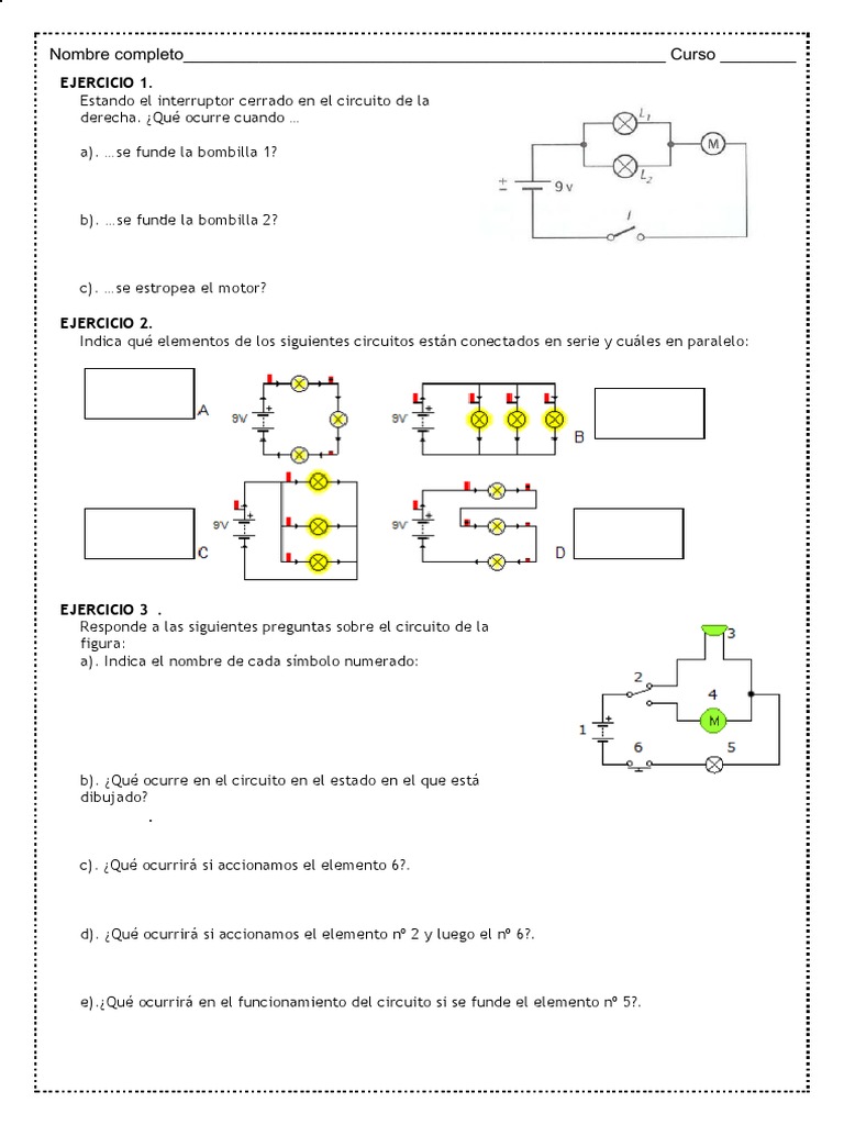 Ejercicios Electricidad Primero | PDF