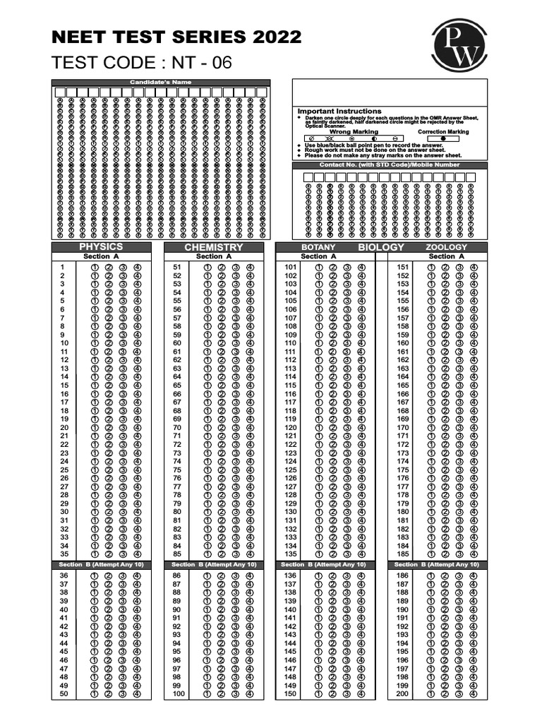 NEET Test Series 2022 Instructions | PDF | Series And Parallel Circuits ...