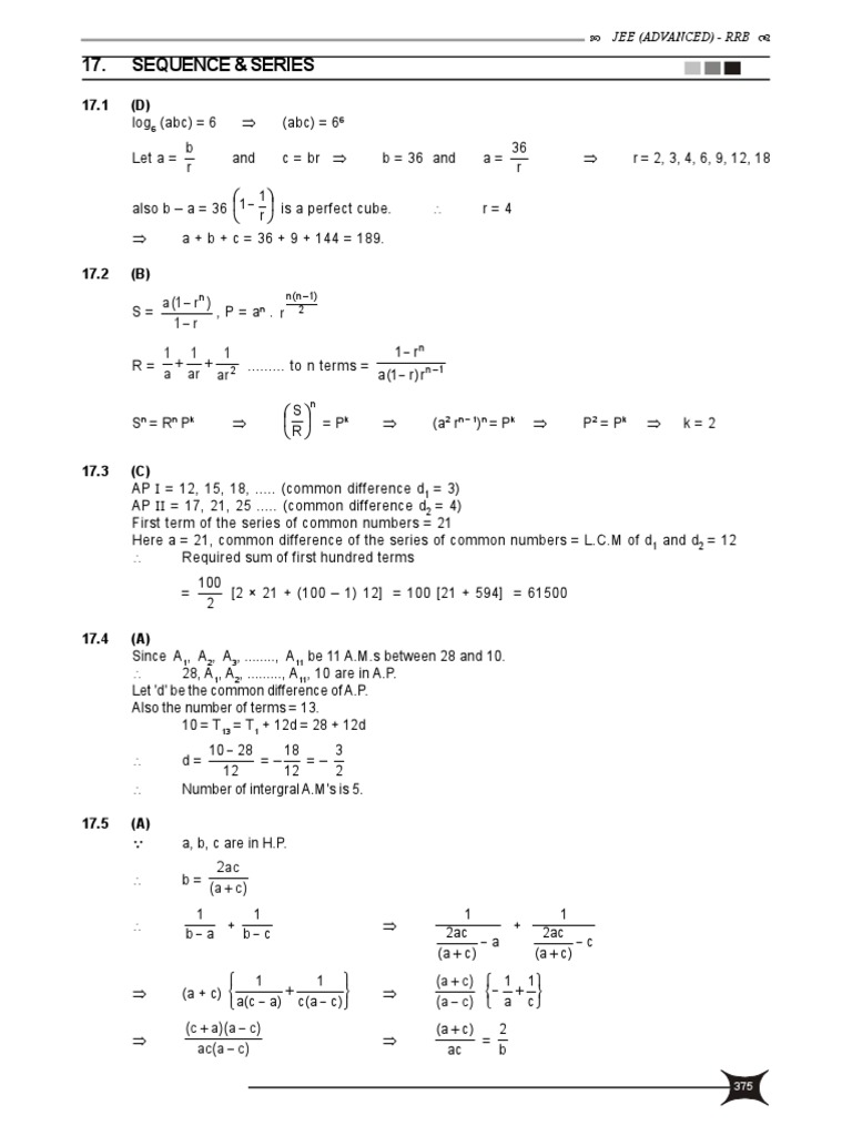 17-Sequenc & Series Sol E | PDF | Mathematical Notation | Mathematics