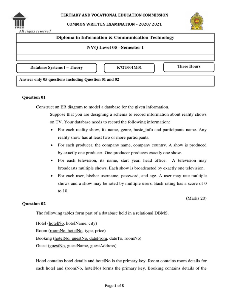 Database System I Final | PDF | Databases | Relational Database