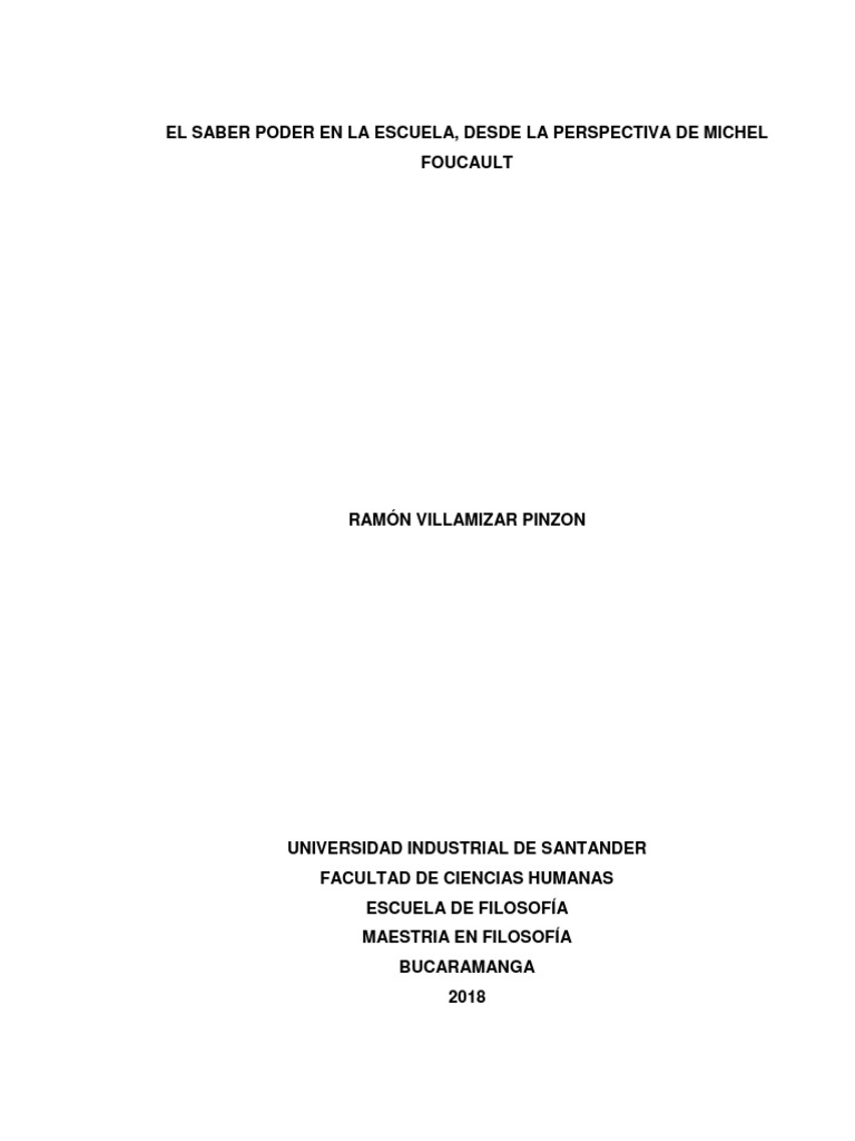 El Saber Poder en La Escuela, Desde La Perspectiva de Michel Foucault ...