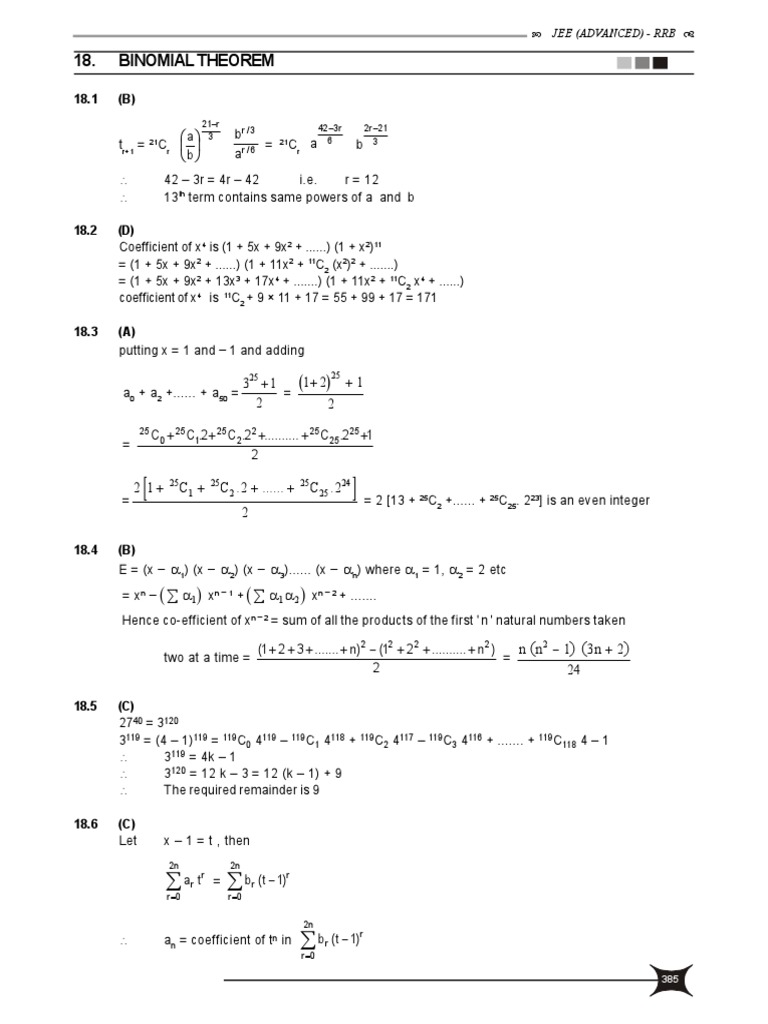 18-Binomial Theorem Sol E | PDF | Mathematics | Computational Science