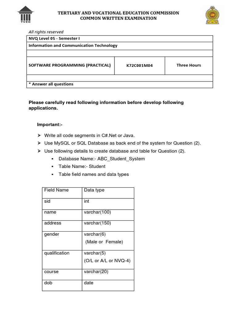 Software Programming Practical Pdf Databases C Sharp Programming Language