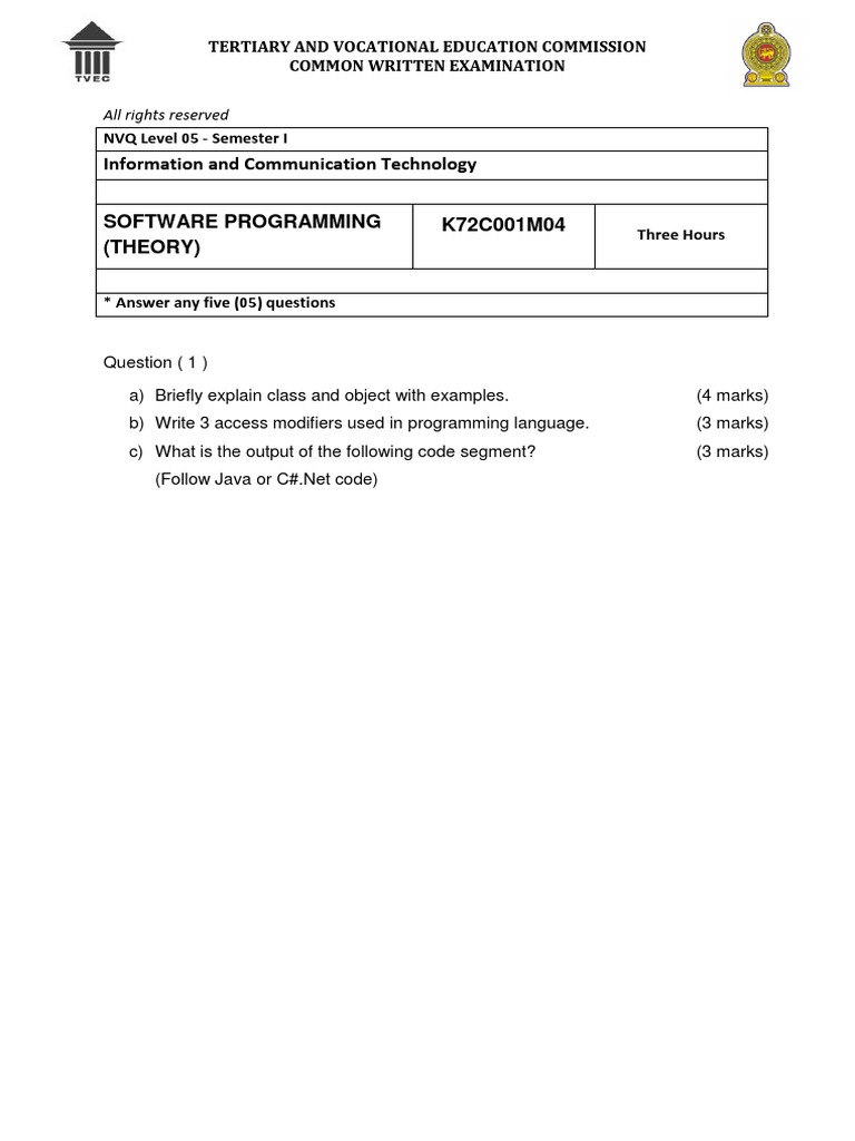 Software Programming Theory Pdf C Sharp Programming Language Method Computer Programming