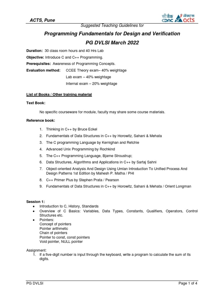 Programming Fundamentals For Design and Verification | PDF | C++ ...