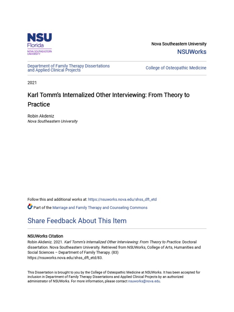 Karl Tomm - S Internalized Other Interviewing - From Theory To Pract ...