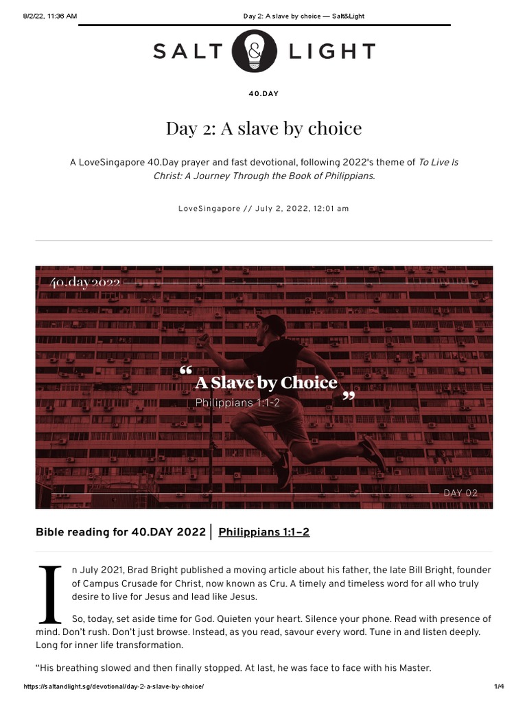 Day 2 - A Slave by Choice - Salt&Light | PDF | Paul The Apostle | Jesus