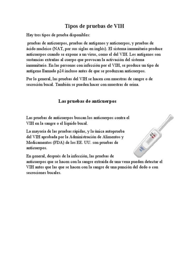Tipos de Pruebas de VIH | PDF | VIH | Diagnóstico del VIH / SIDA