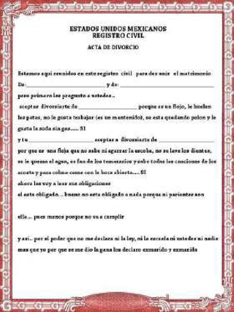 Acta de Matrimonio y Divorcio para Quermes. | PDF