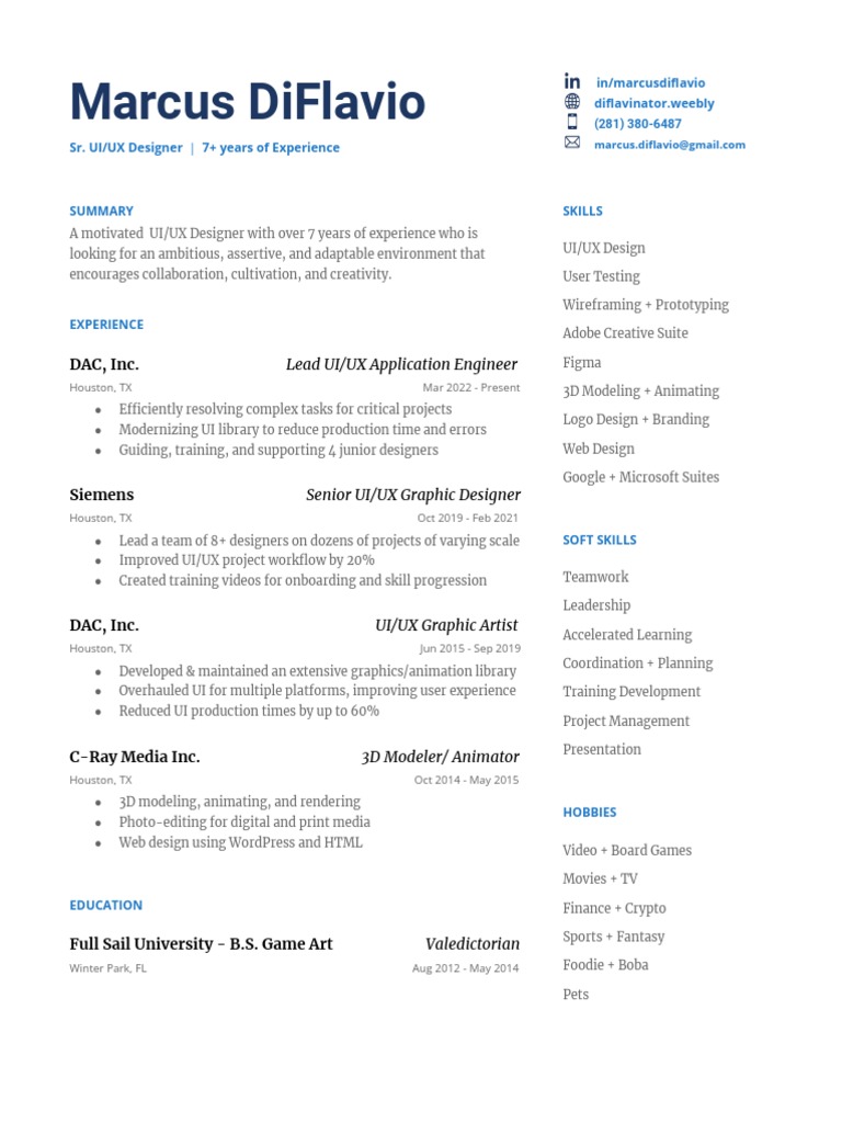Marcus Diflavio Resume | PDF | User Interface | Software Development