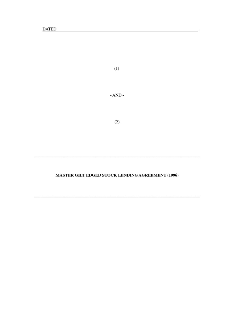 Master Gilt Edged Stock Lending (1996) | PDF | Loans | Collateral (Finance)