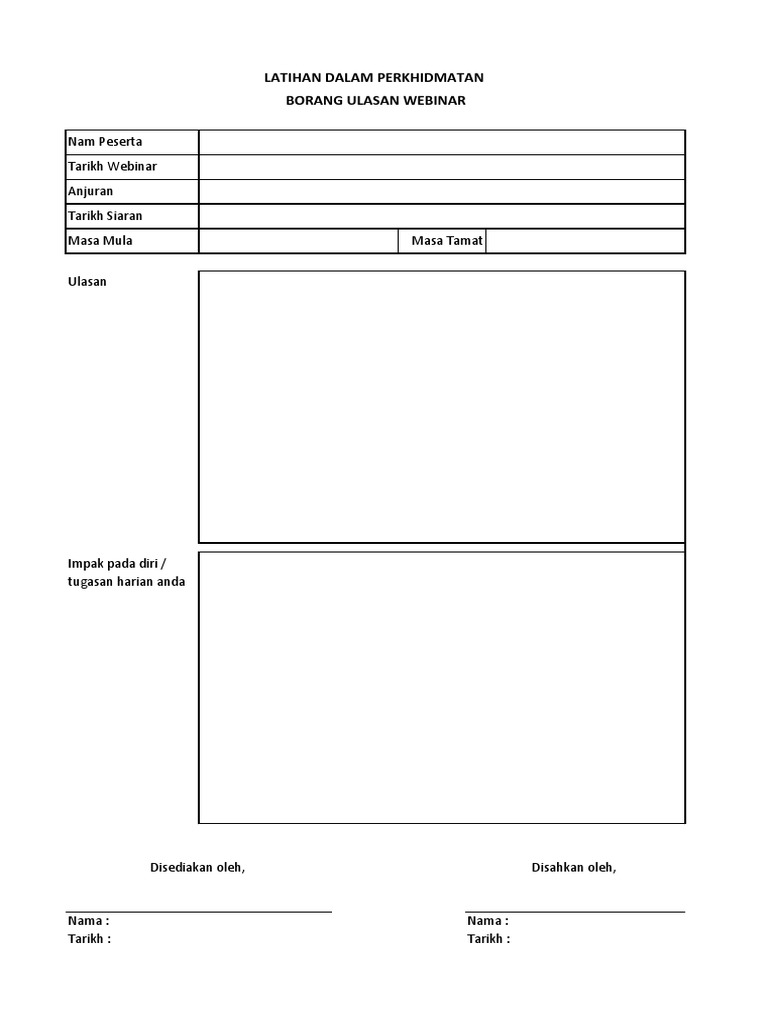 Borang Ulasan Webinar | PDF