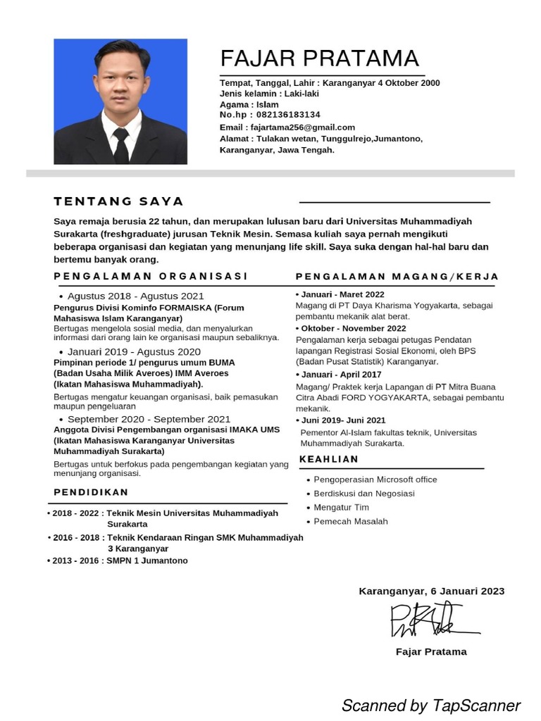 CV Terbaru Fajar | PDF