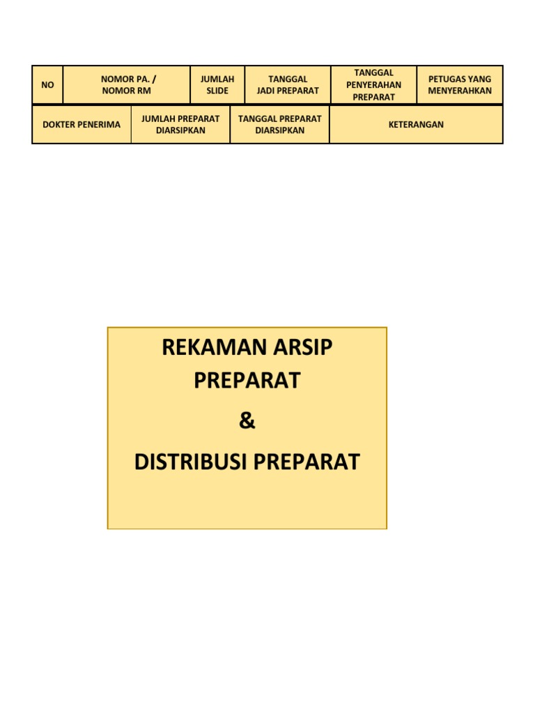 Label Buku Rekaman Arsip Preparat | PDF