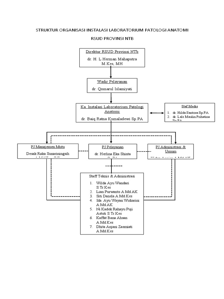 Struktur Organisasi Instalasi Laboratorium Patologi Anatomi | PDF