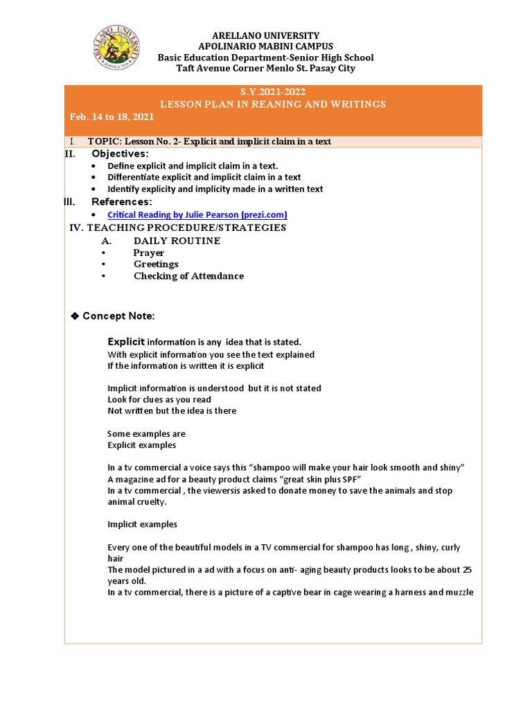 DLP - IN READING WRITINGs Feb 14 To 18 | PDF | Cognitive Science | Learning