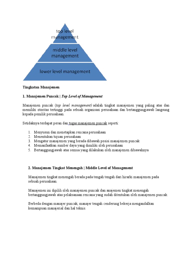 Tingkatan Manajemen Level | PDF | Bisnis