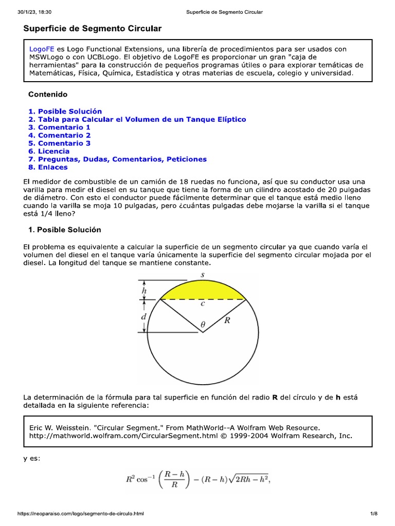 Superficie de Segmento Circular | PDF