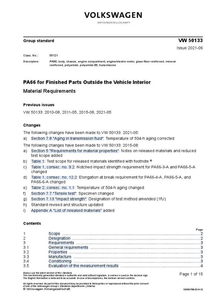 VW 50133 en 2021-06 | PDF | Differential Scanning Calorimetry | Plastic
