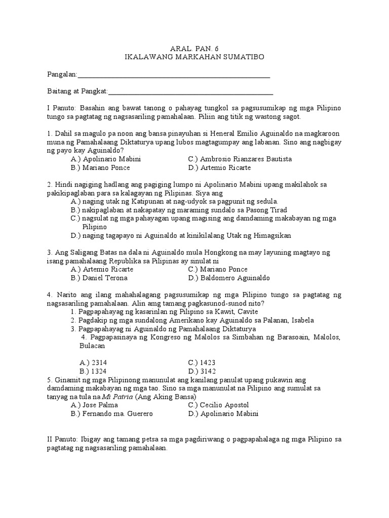 Aral Pan Sumatibo q2 | PDF