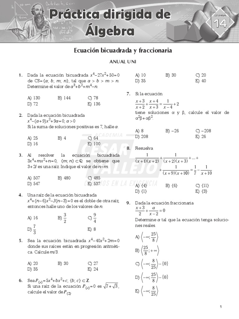 14 Dirigida | Descargar gratis PDF | Matemáticas | Álgebra