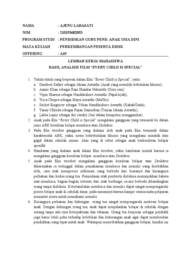 Ajeng Larasati - Analisis Film - PPD Pert. 10 - A19 - S1 PG-PAUD | PDF
