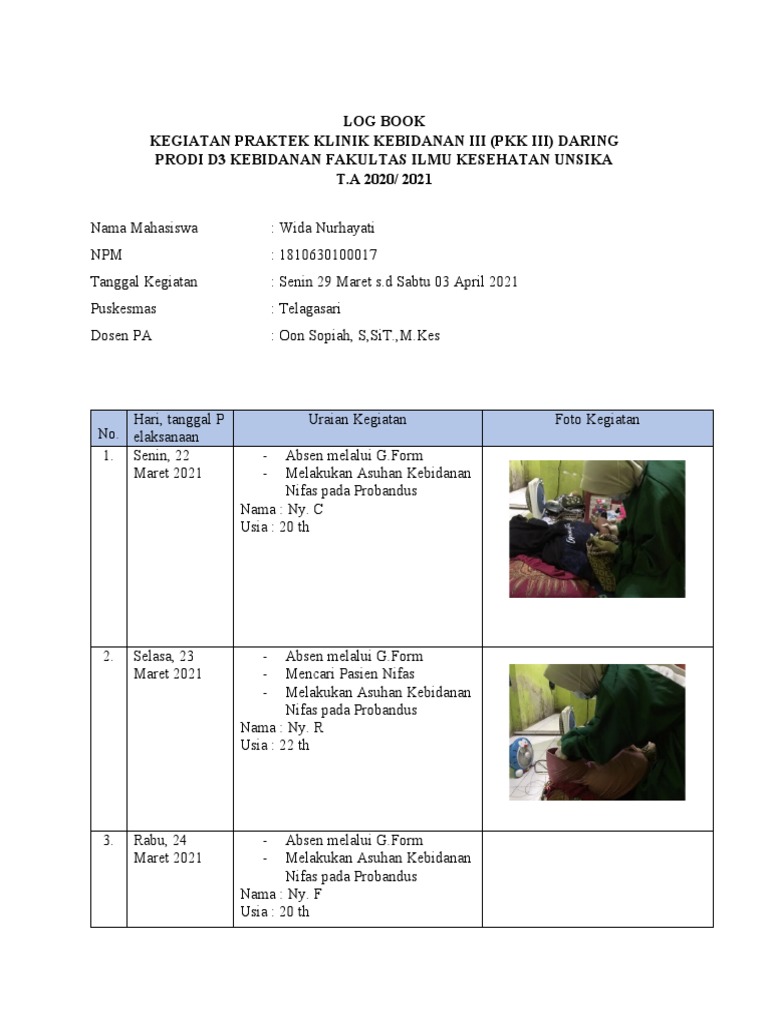 LOG BOOK PKK III MGG 3 (Wida N) | PDF