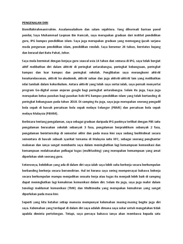 Pengenalan Diri Iv SPP | PDF