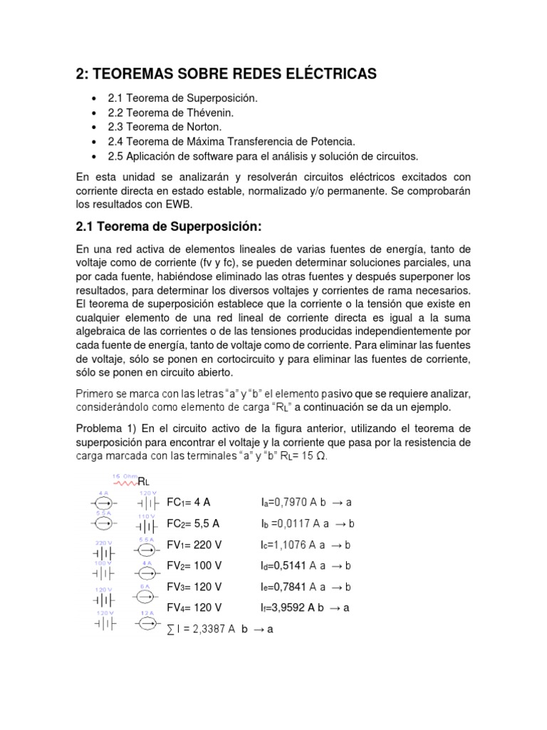 Unidad 2 Teoremas Sobre Redes | PDF | Cantidad | Electromagnetismo