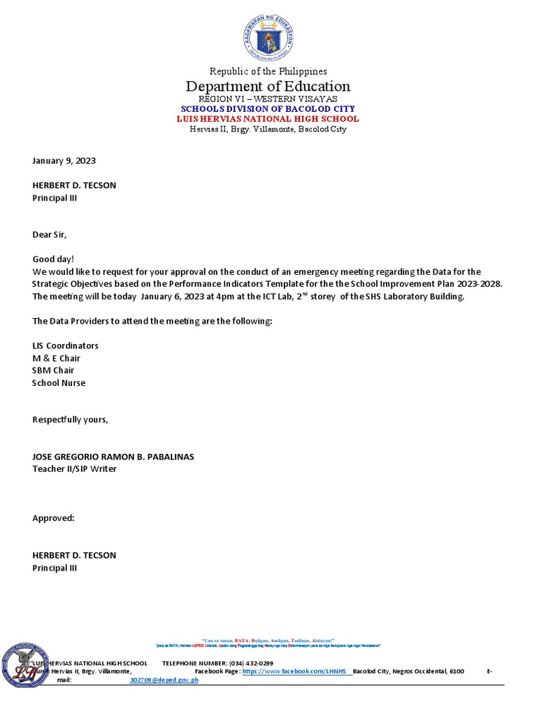 Letter Request For Meeting | PDF