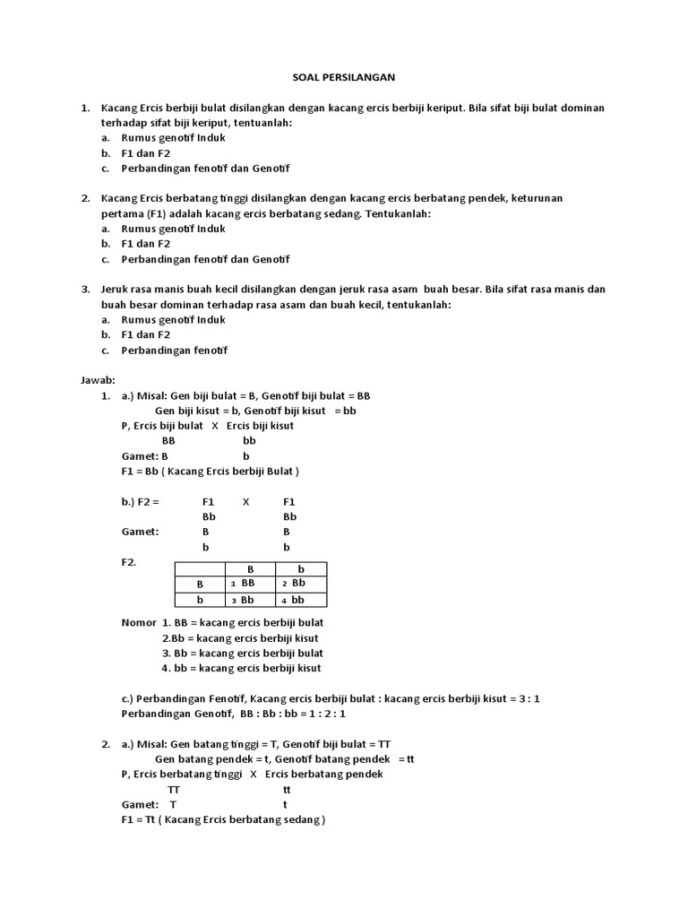Latihan Soal Persilangan | PDF