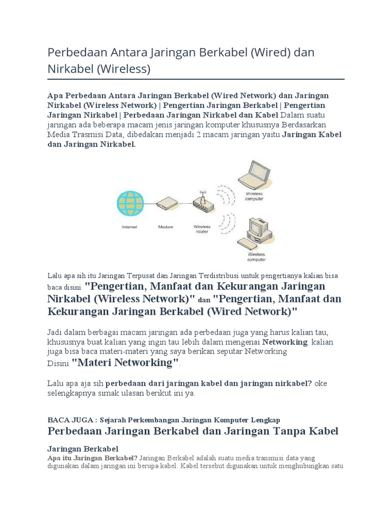 Perbedaan Antara Jaringan Berkabel | PDF
