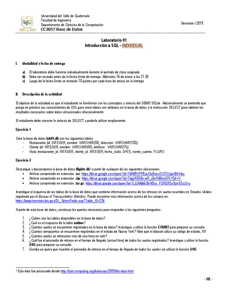 Lab+01+ +Introducción+a+SQL | PDF | SQL | Bases de datos