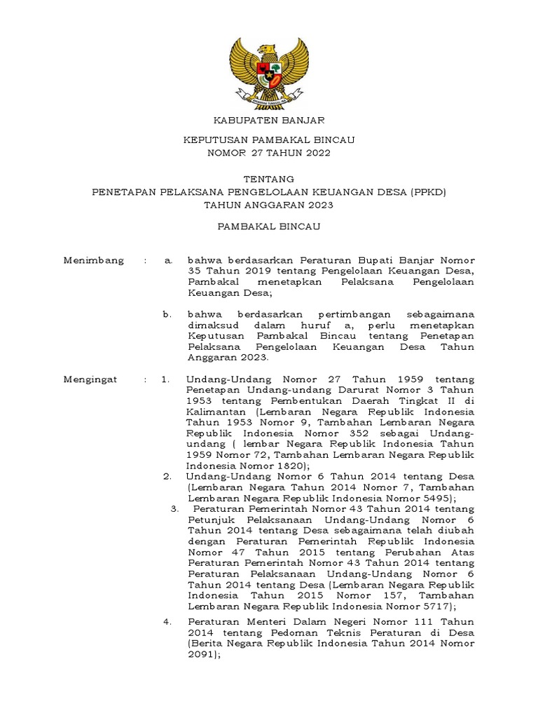 SK PPKD Bincau TAHUN 2023 | PDF