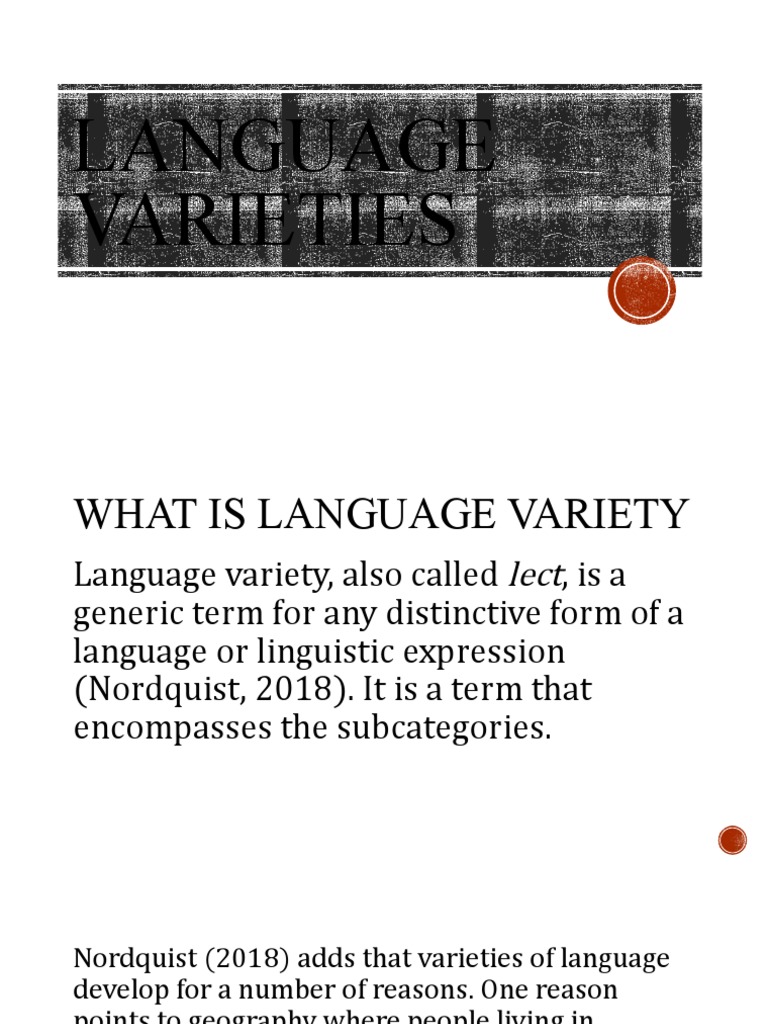 Language Varieties Lecture 2 | PDF | Dialect | Linguistics