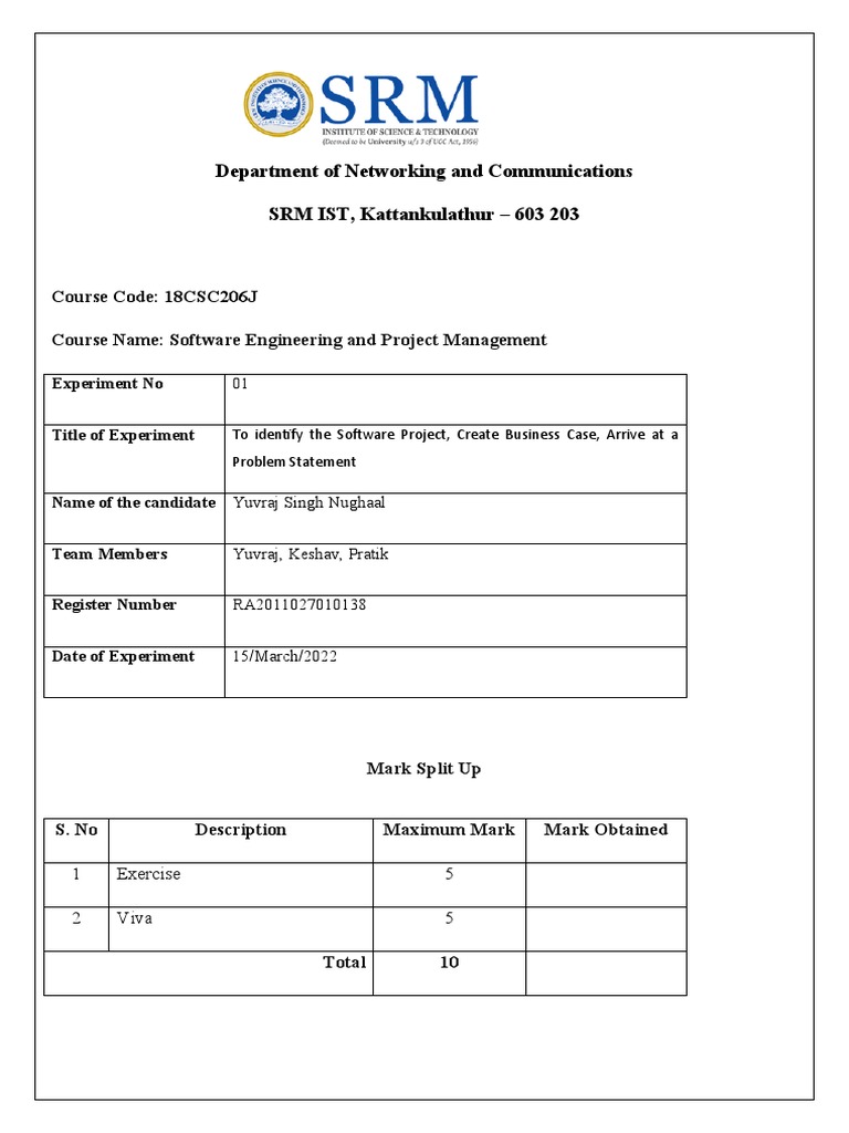 Sepm Ex1 | PDF | Reliability Engineering | Information Technology