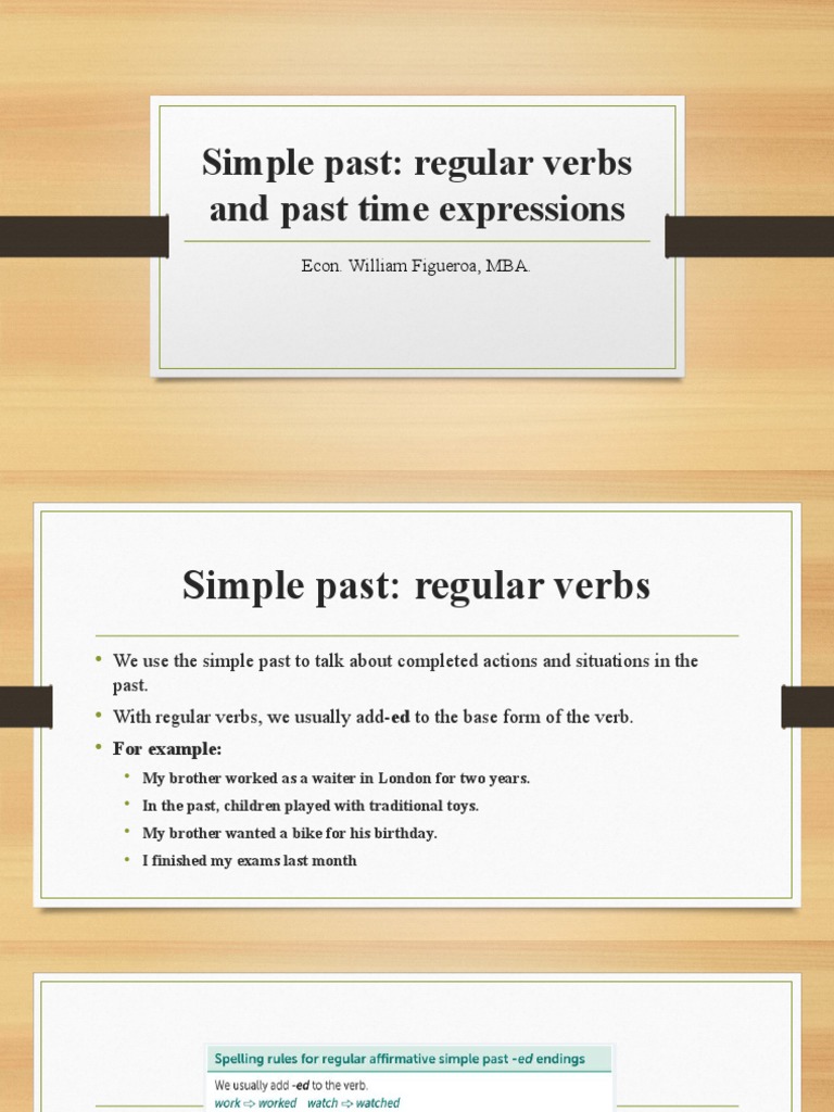 Simple Past Regular Verbs and Past Time Expressions | PDF