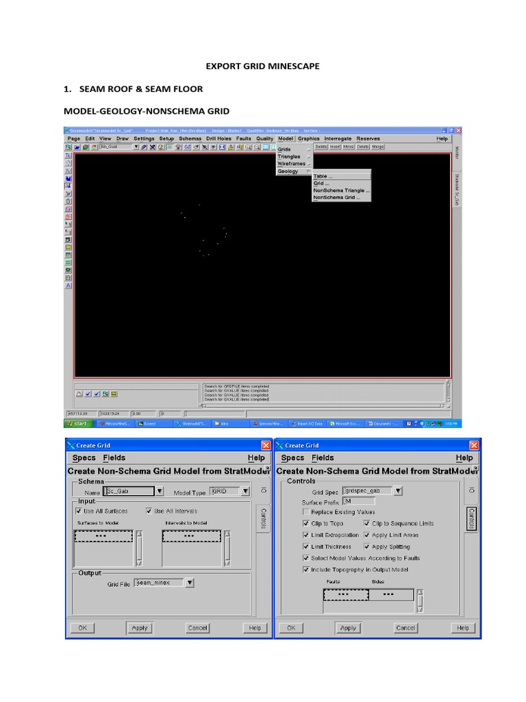 Seam Export Process for Minescape Grid | PDF