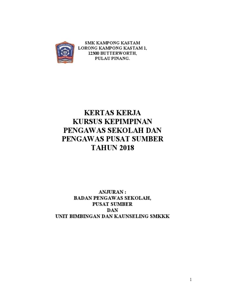 CONTOH Kertas - Kerja - Kursus - Kepimpinan - Pengawas | PDF